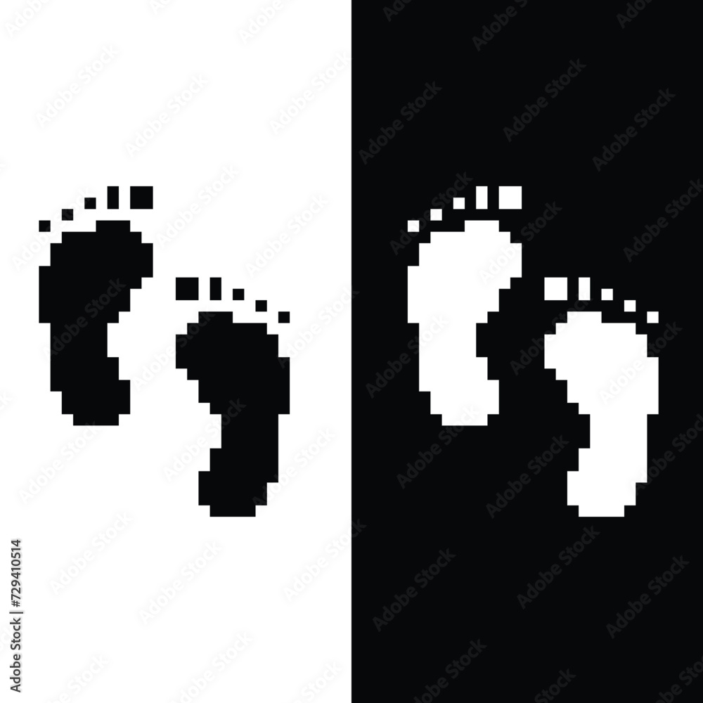 pixel foot print icon. Vector pixel art foot print 8 bit game logo for ...