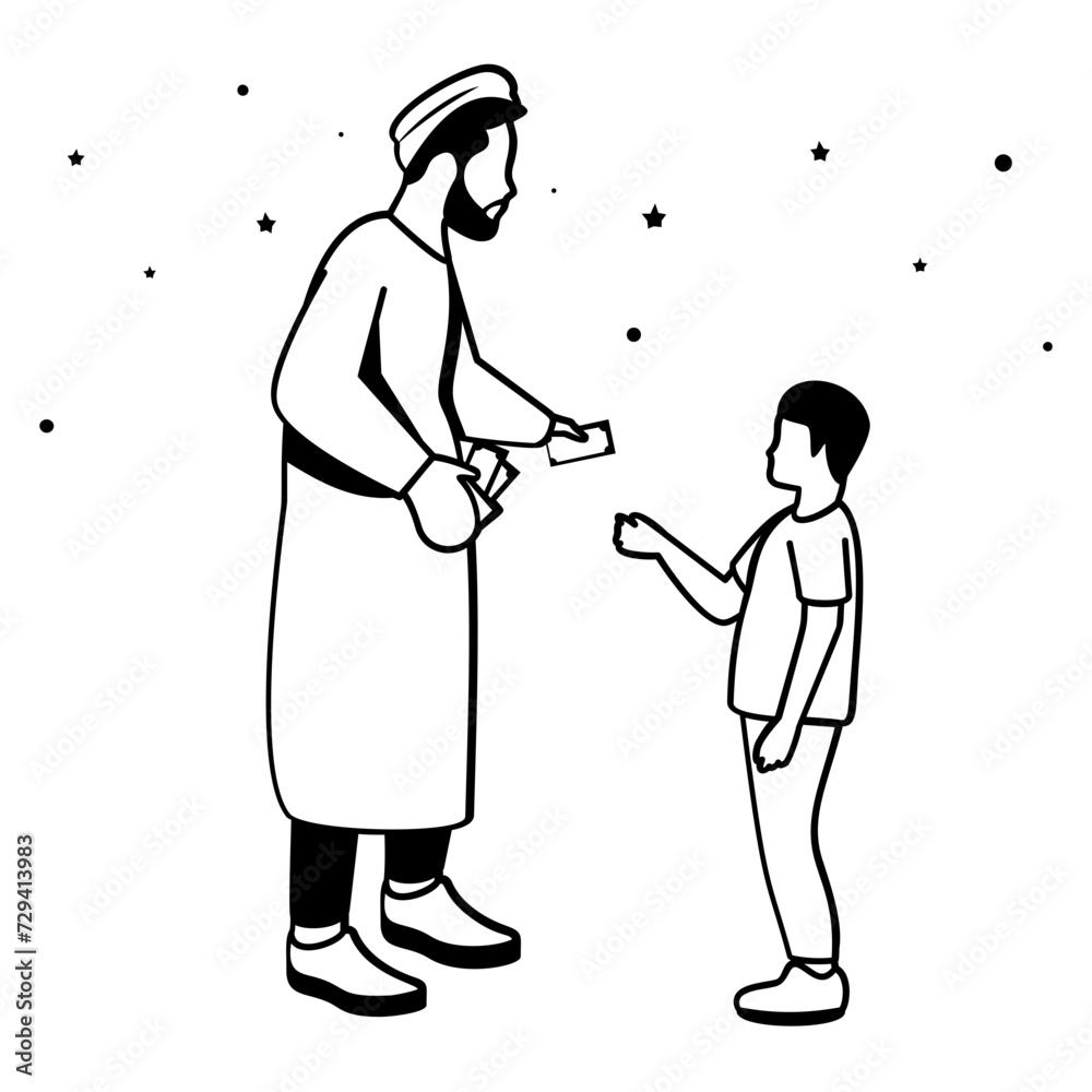 Eidi Cash distribution vector design, Ramadan and Eid al-Fitr Symbol ...