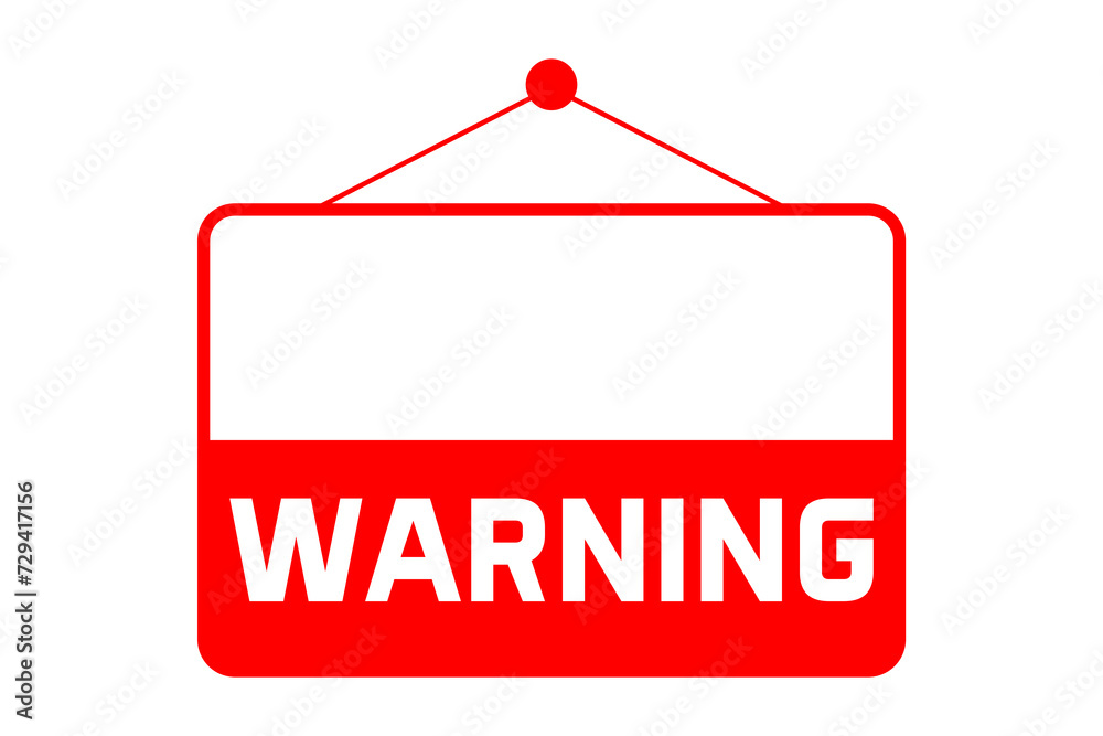 Warning red sign template design using bold white font and a blank ...