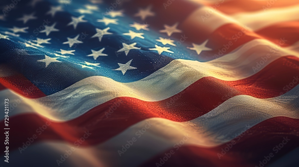 Glittering American Flag with Sparkling Stars, Captivating close-up ...