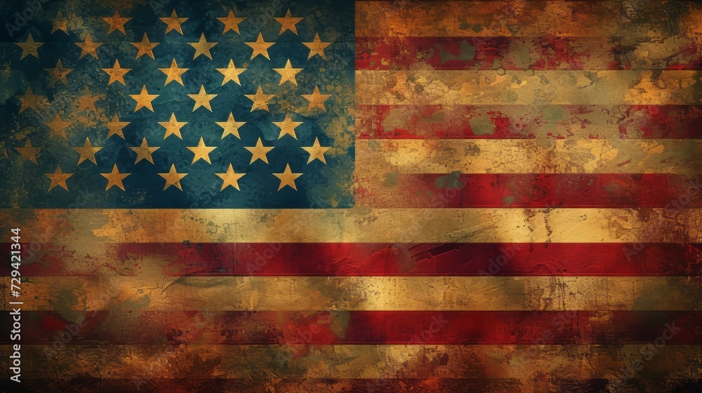 Vintage American Flag, Presented with a vintage texture, the American ...