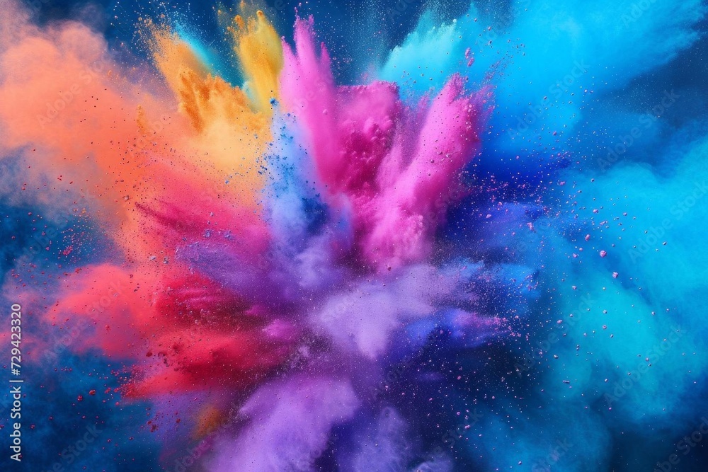 Vivid explosion of colored powder Capturing the dynamic essence and ...