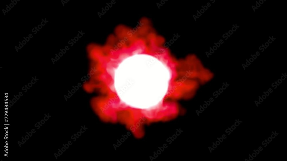 3D animation. Red flame of energy ball, flow of energy. Halloween ...