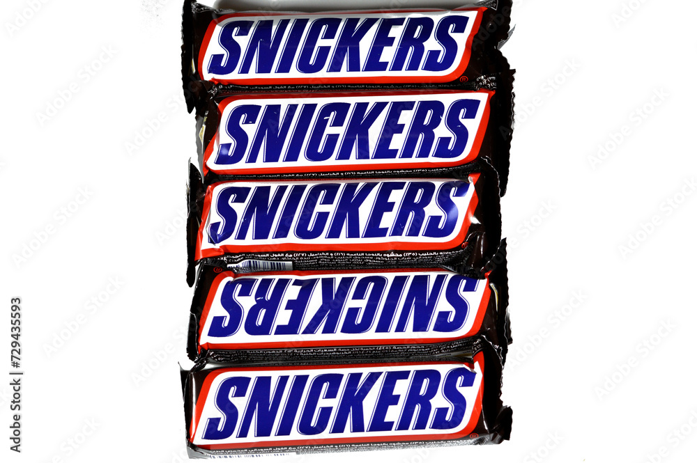 Cairo, Egypt, February 4 2024: Snickers, a brand of chocolate bar ...
