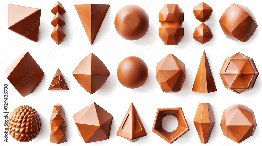 collection of realistic basic geometric 3d Shapes in top and front view ...