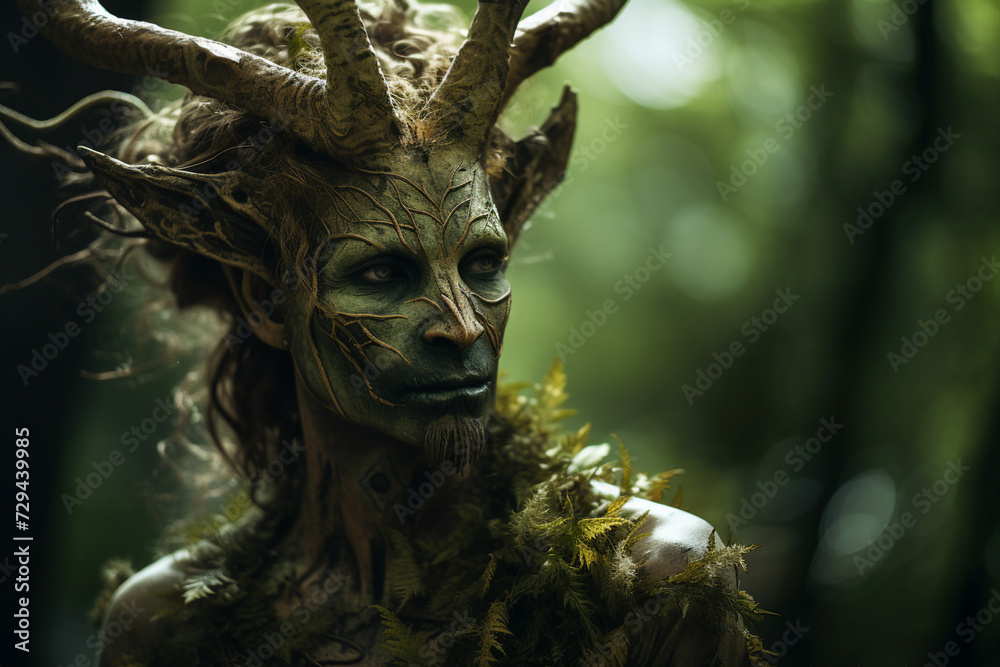 Generative ai picture creative collage of mystical faun forest magical ...