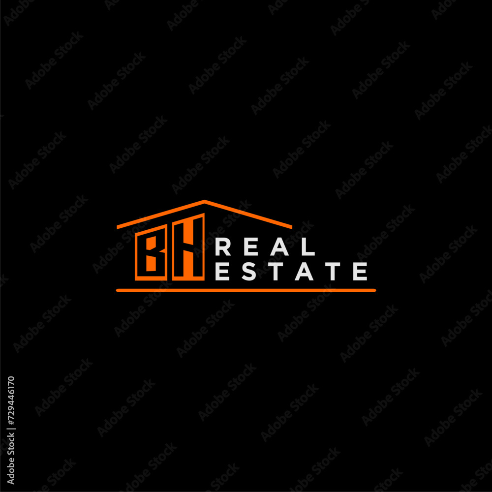 BH letter roof shape logo for real estate with house icon design Stock ...