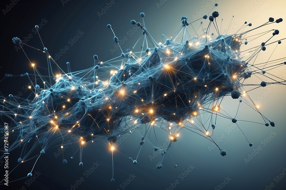Abstract technology background of a quantum computing system with a cyber network grid and ...