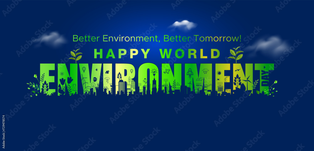 World environment day. Futuristic Green sustainable development ...
