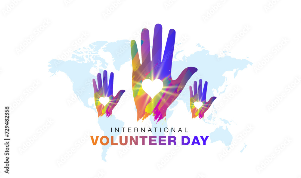 Vector art of International Volunteer day. promoting volunteer ...
