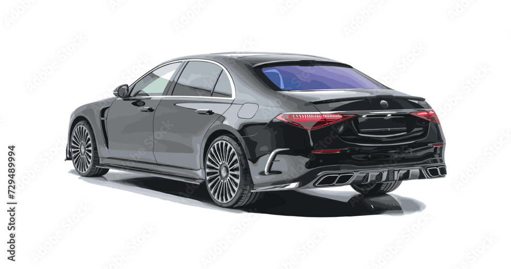 Mercedes Benz sedan car icon. Black color. Luxury sedan S-Class ...