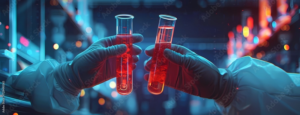 Amidst the sterile glow of a laboratory, two hands delicately cradle ...