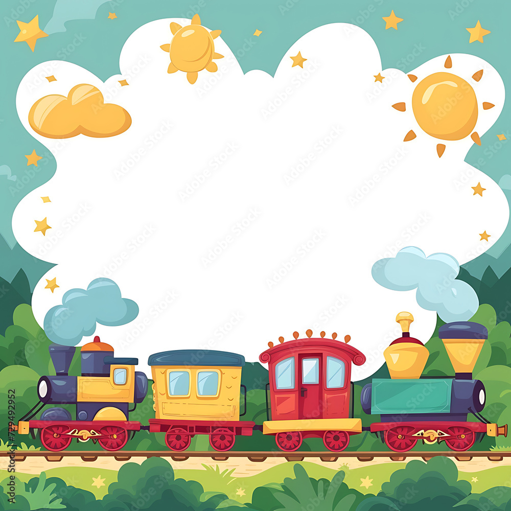 Cute cartoon train frame border on background for kids. Stock ...