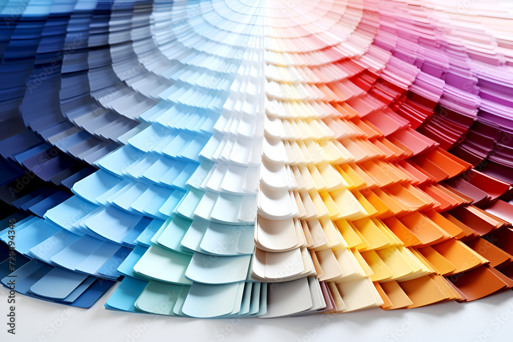 Circular color palette spectrum fanning out in an abstract design ...