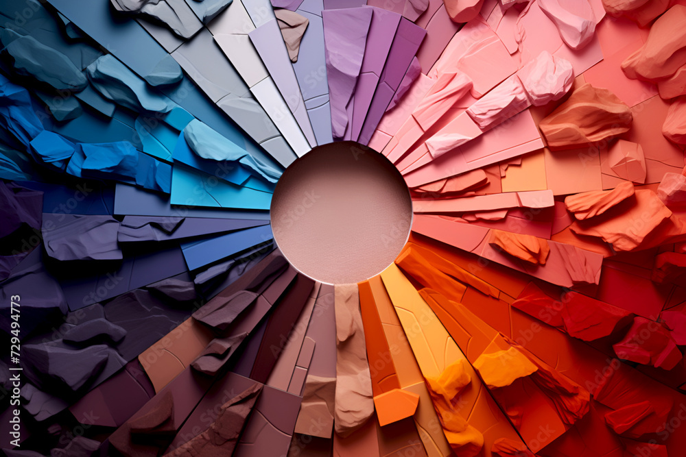 Textured color samples in a circular design. Abstract color pallet ...