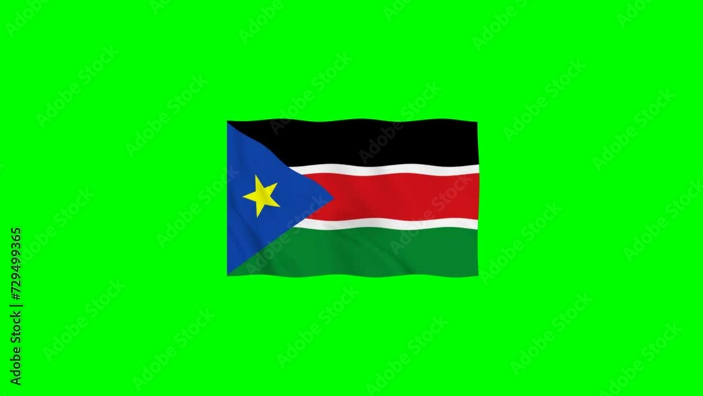 South sudan Waving Flag Animation loop 4K Resolution on Green Screen ...
