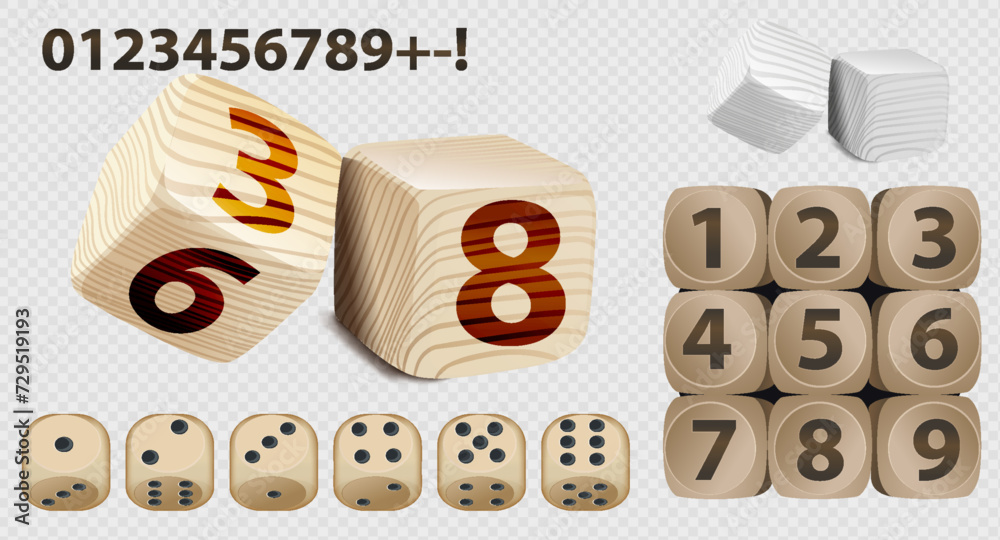 Rolling dice. White roll cubes for gamble games, top view dice sides ...