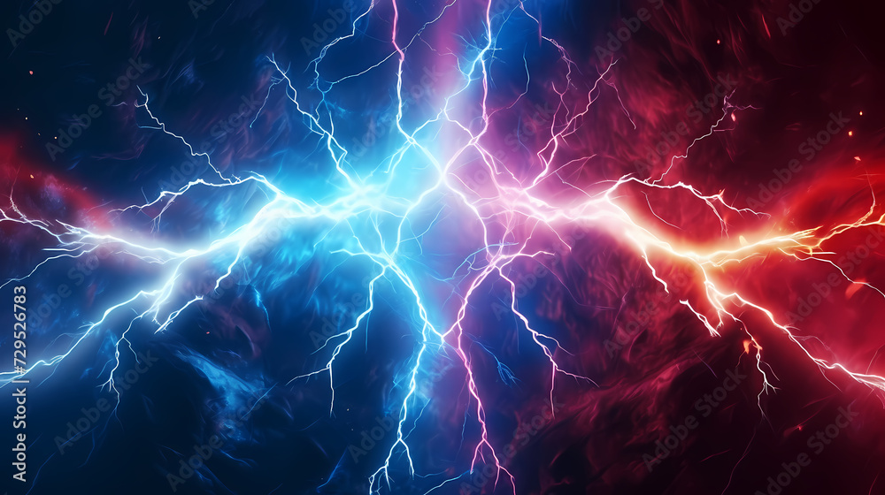 Roaring thunderstorm, shocking lightning shines in the dark sky Stock ...