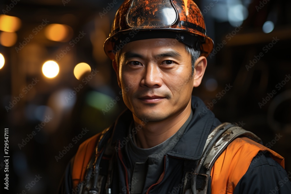 Technical Mastery: An Asian Industry Maintenance Engineer Stands as a ...