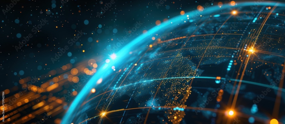 Modern futuristic digital globe map background.AI generated image Stock ...