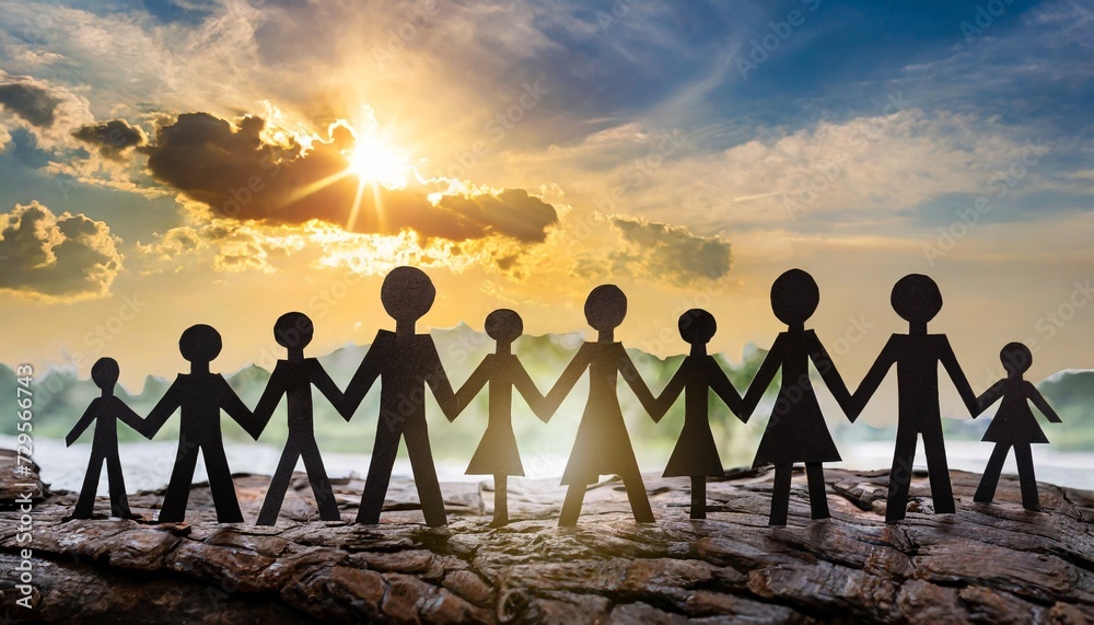 teamwork and relations concept symbolic of paper chains people are ...