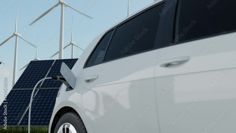 Electric cars are being charged with solar panel and windmill energy ...