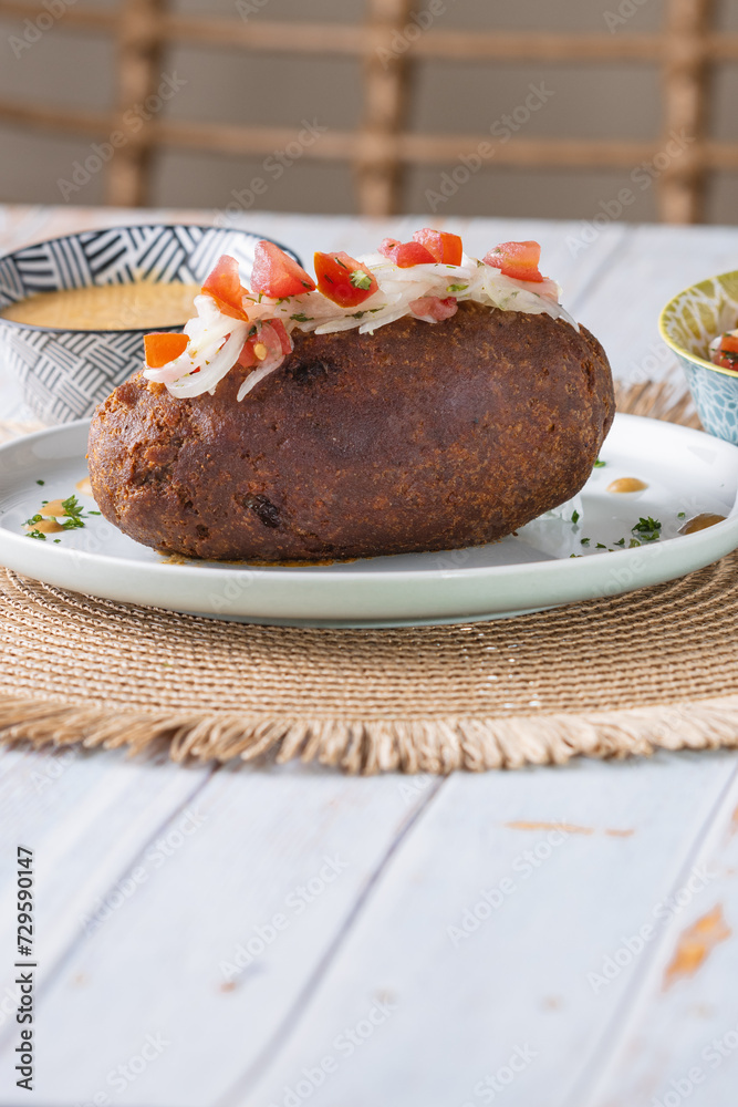 Foto de Corviche de verde relleno de pescado en su interior con ...