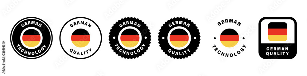 German Quality and Technology - vector labels for product made in ...