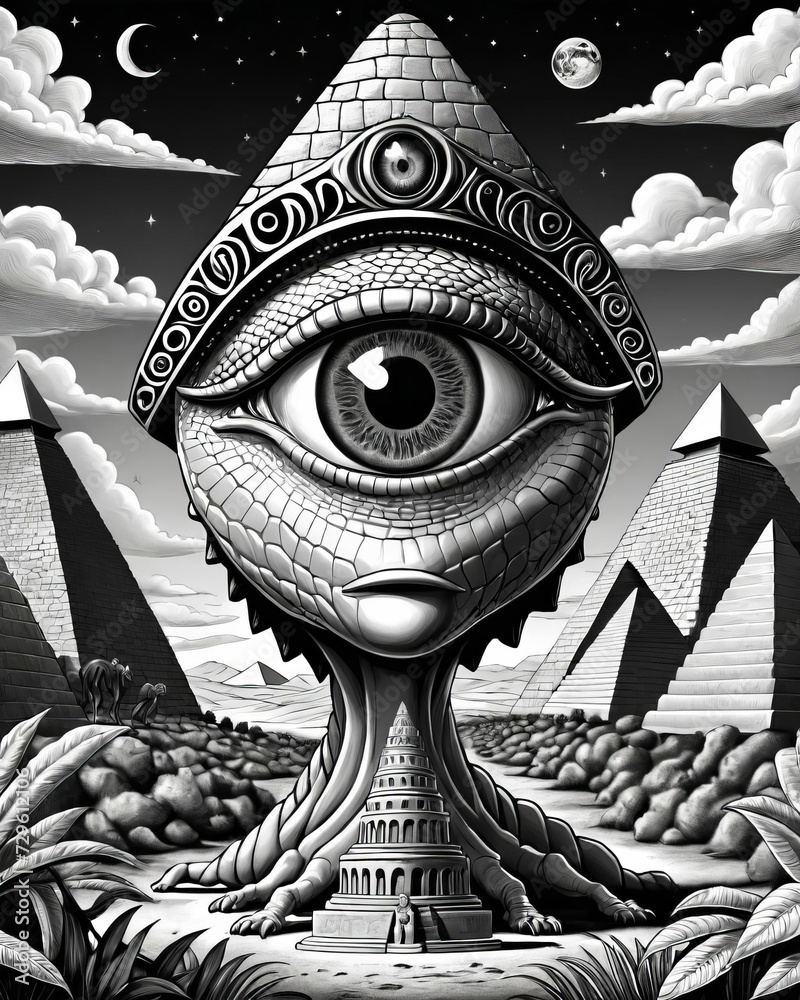 Eccentric Illuminati Scene Reptilian Eye Alien Money Tree And