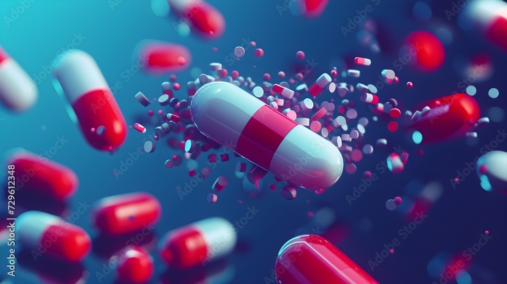 ADHD Medication Concept: Pill Capsules with Symbols, Clean Graphic ...