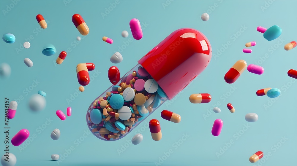 ADHD Medication Concept: Pill Capsules with Symbols, Clean Graphic ...