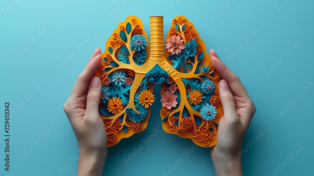 hands holding lung paper craft, world tuberculosis day, world no ...