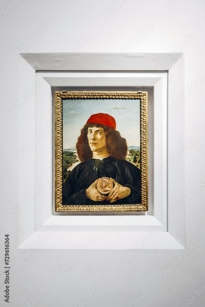 Florence, Italy - 29 December, 2023: Portrait of a Man with a Medal of ...