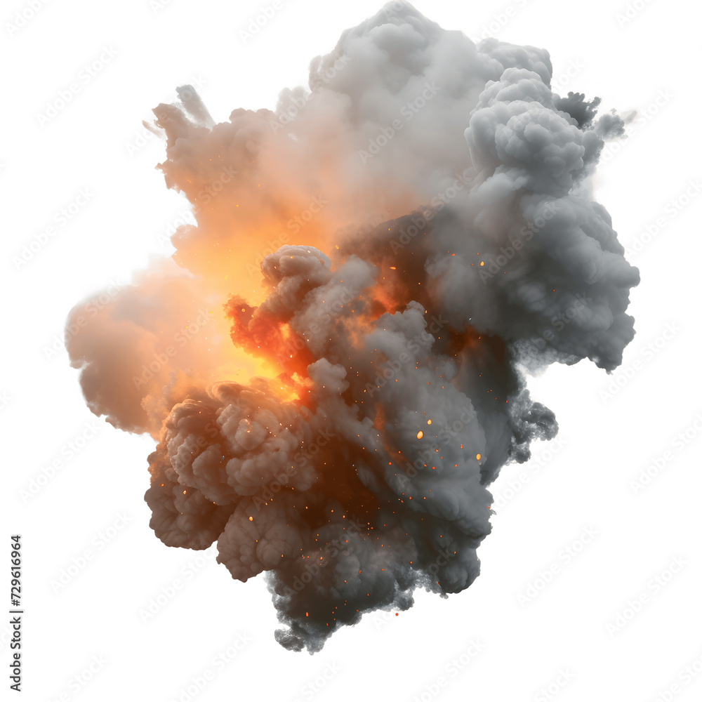 explosion with smoke, a large explosion of smoke and fire on a ...