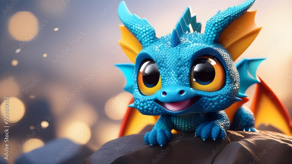 Voxel pixel art dragon. Cute little dragon with big eyes, from small ...