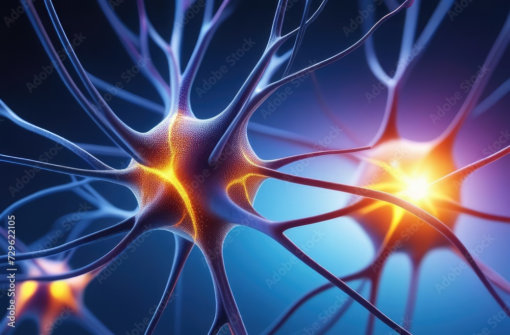 Structure of neural tissue consisting of neurons, nerve cells. Cell ...