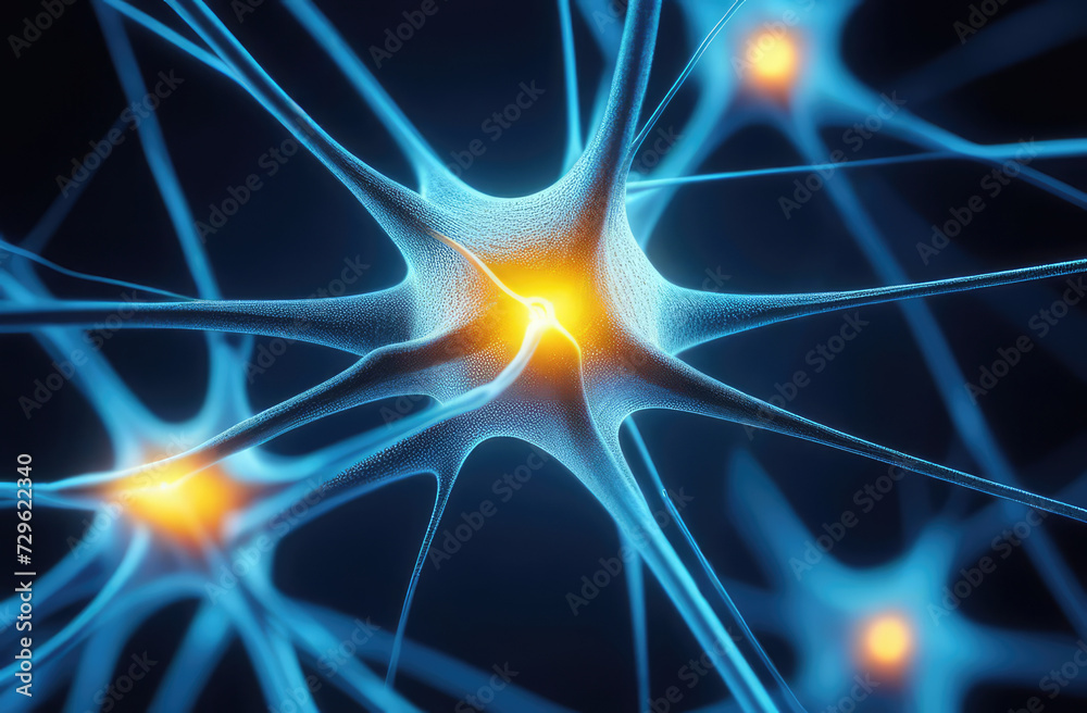 Structure of neural tissue consisting of neurons, nerve cells. Cell ...
