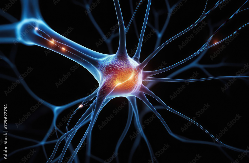 Ilustracja Stock: Neural network - images of neural cells. Synapse on ...