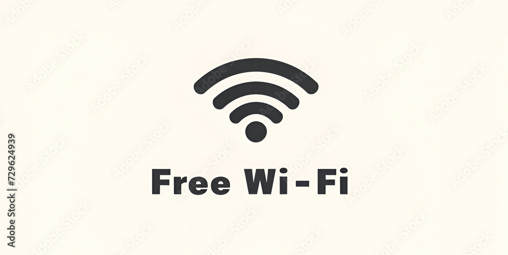 Minimalist Free Wi-Fi symbol on light creamy background, copy space ...
