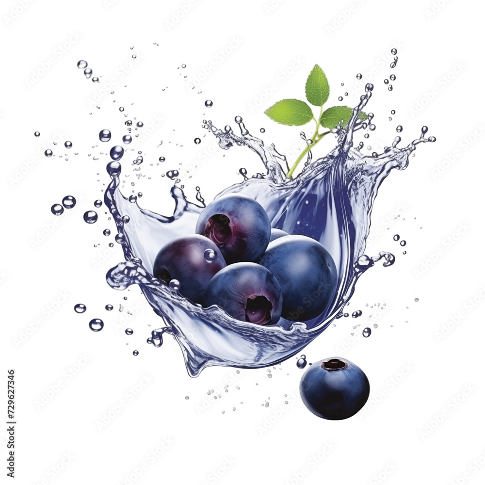 realistic fresh ripe acai with slices falling inside swirl fluid ...