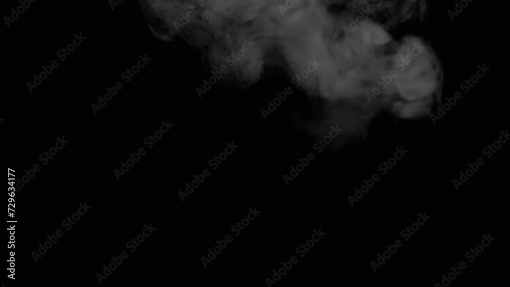 Falling Clouds of Thick White Smoke with Rings on an Isolated Black ...