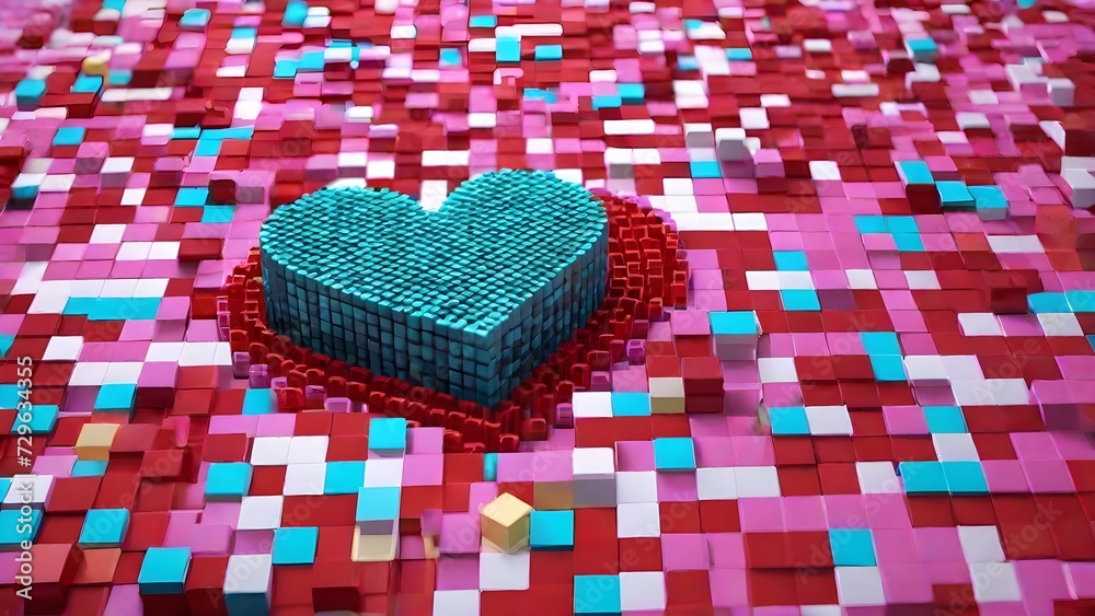 Voxel cyber Valentine's Day pixel love. Pxel red hearts. Voxel love 3d ...