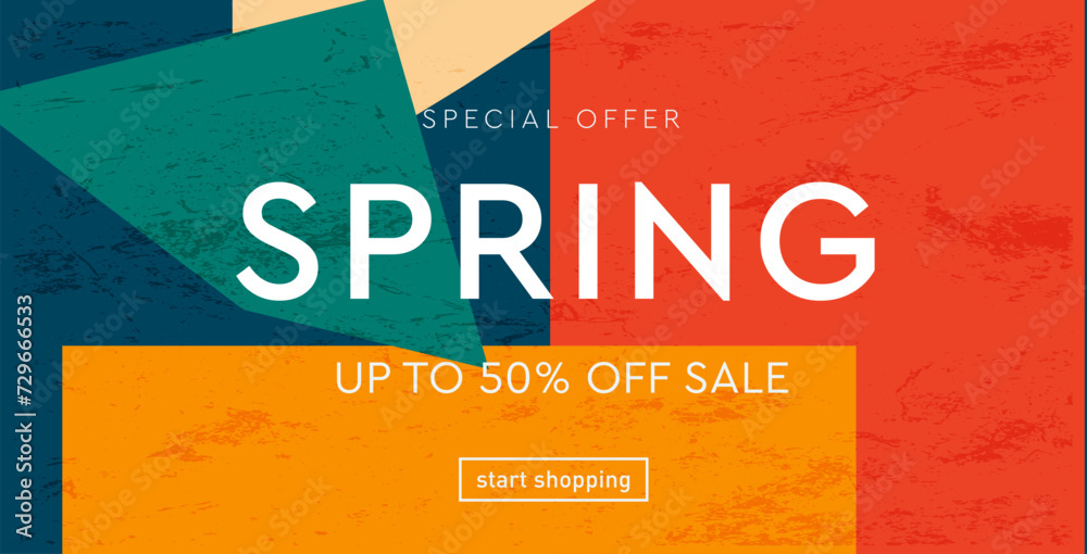 Spring Design in Retro Style with Graphic Memphis Element. 3D Sale 50% ...
