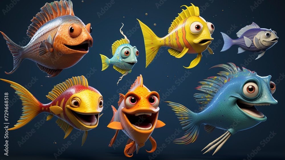 Characters Discovering Deep-Sea Fish Species Stock Illustration | Adobe ...