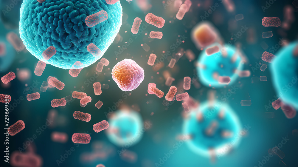 Various shapes of bacteria, probiotics under microscope, science ...