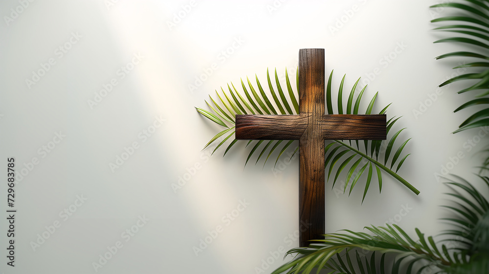 Palm Sunday Symbolism: Christian Cross and Palm Leaf Merge in Religious ...