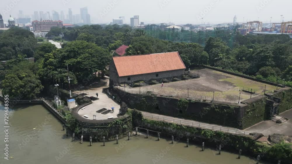 Aerial view of the Baluarte de Santa Barbara bastion, an important ...