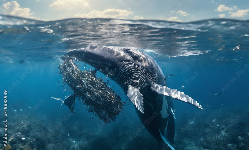 water pollution in the ocean, whales are suffering from the garbage ...