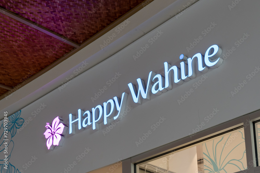 Honolulu, HI, USA - January 14, 2024: Close-up of Happy Wahine logo ...