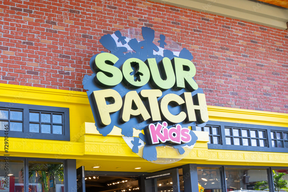 Honolulu, HI, USA - January 14, 2024: Close-up of Sour Patch Kids logo ...
